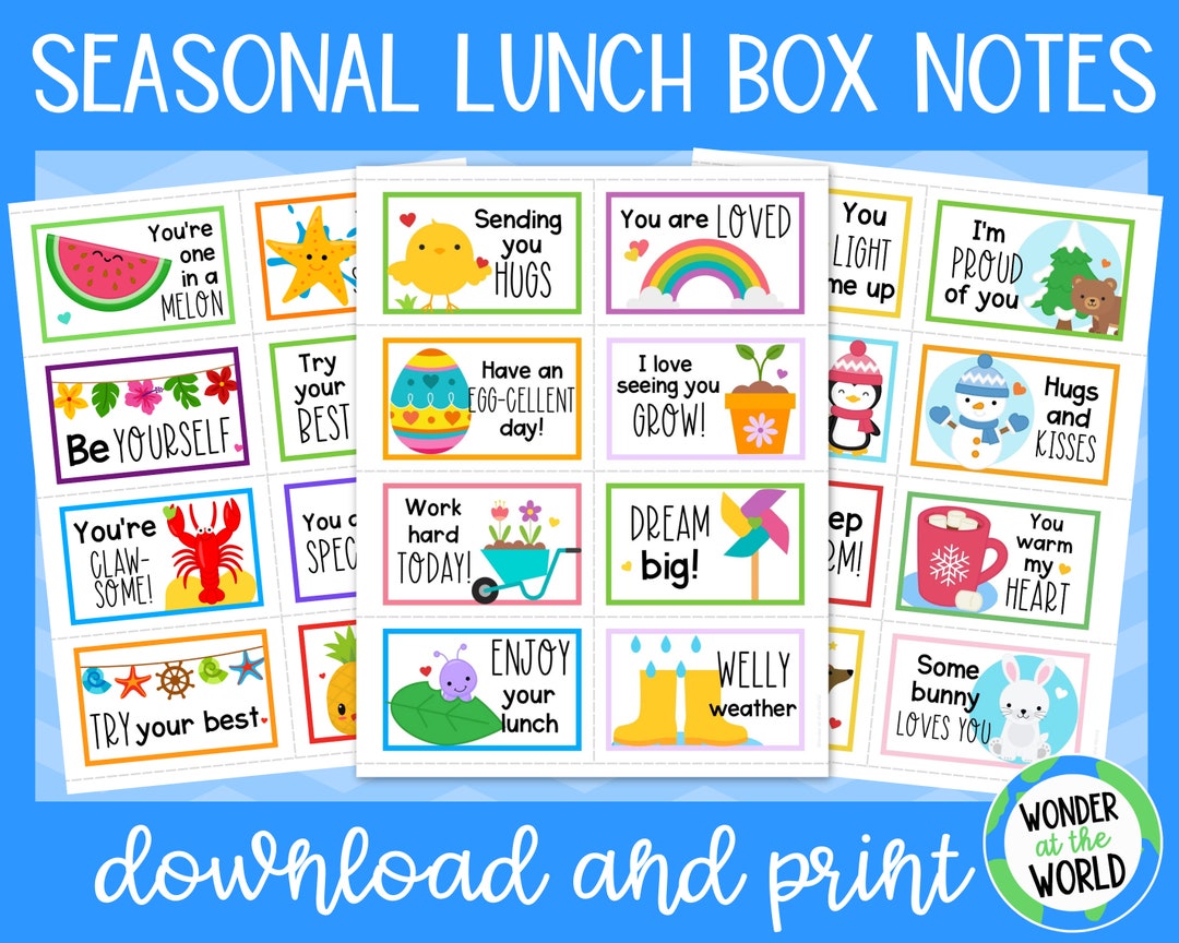 96 Printable Lunch Box Notes for Spring Summer Fall Autumn - Etsy