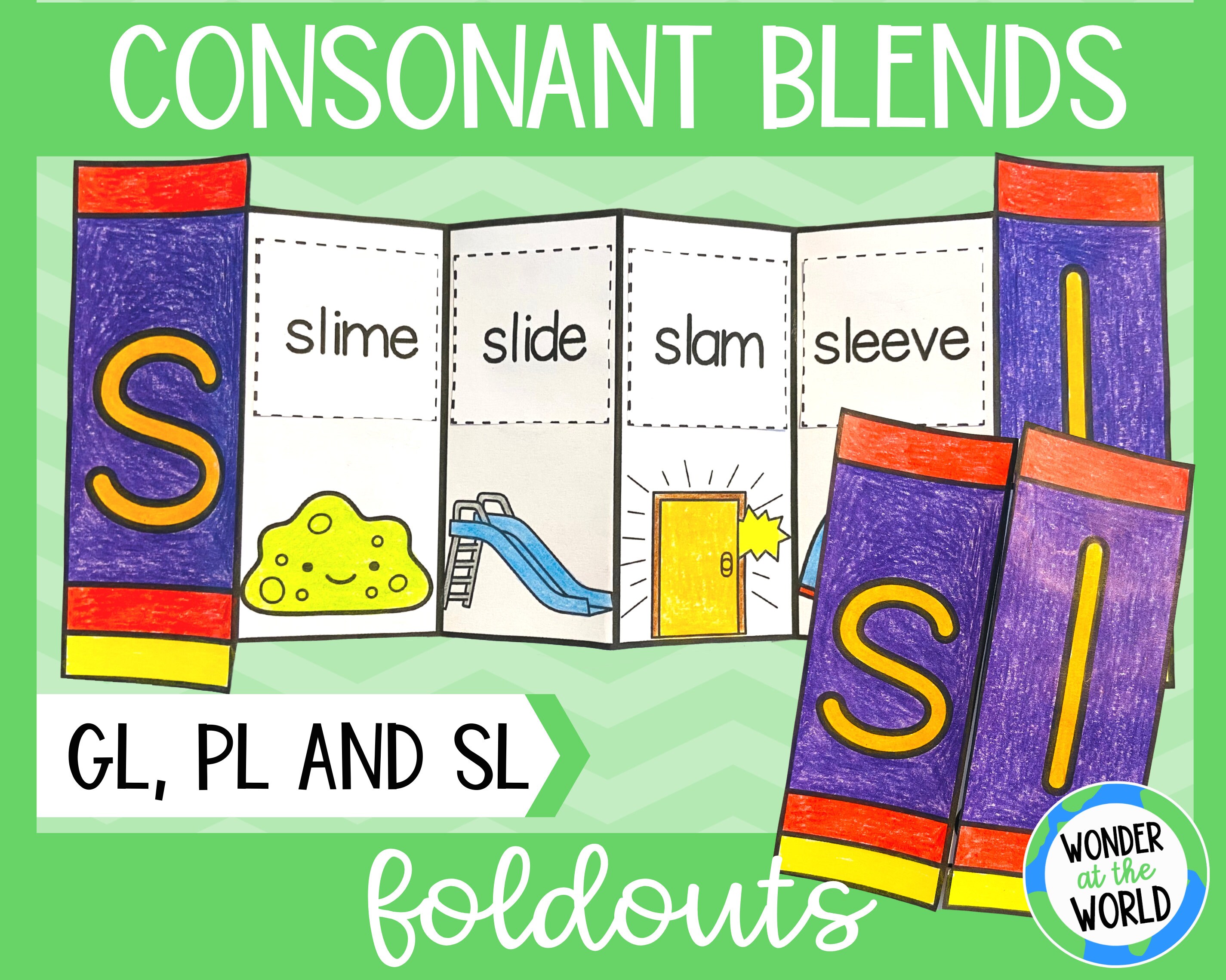 Kindergarten First Grade Gl, Pl, Sl Consonant Blends Foldable Activity ...