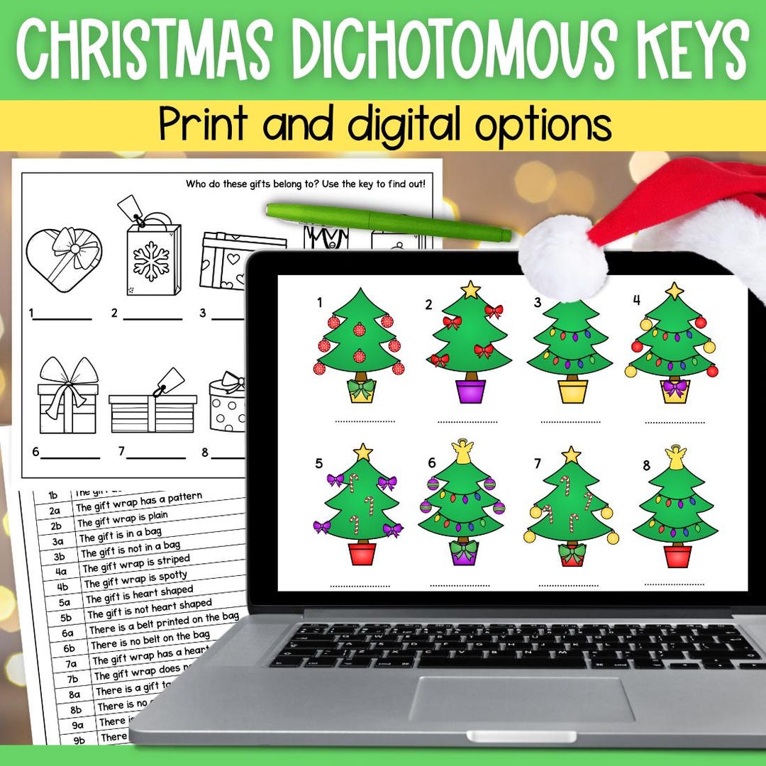 Dichotomous Keys Activities Worksheets for Science Lesson | Christmas ...