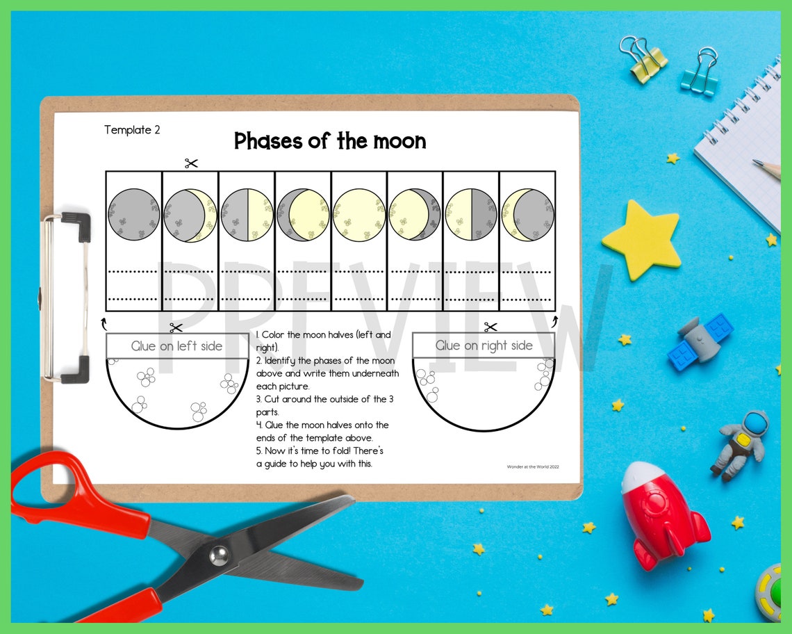 Phases of the Moon Foldout Kids' Craft A4 and 11x8.5 - Etsy UK