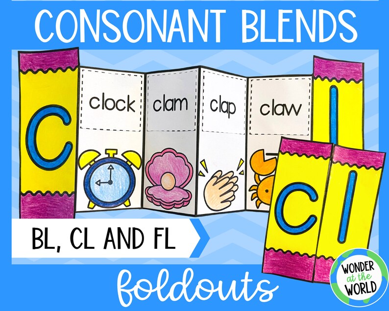 Kindergarten First Grade Bl, Cl, Fl Consonant Blends Foldable Activity ...