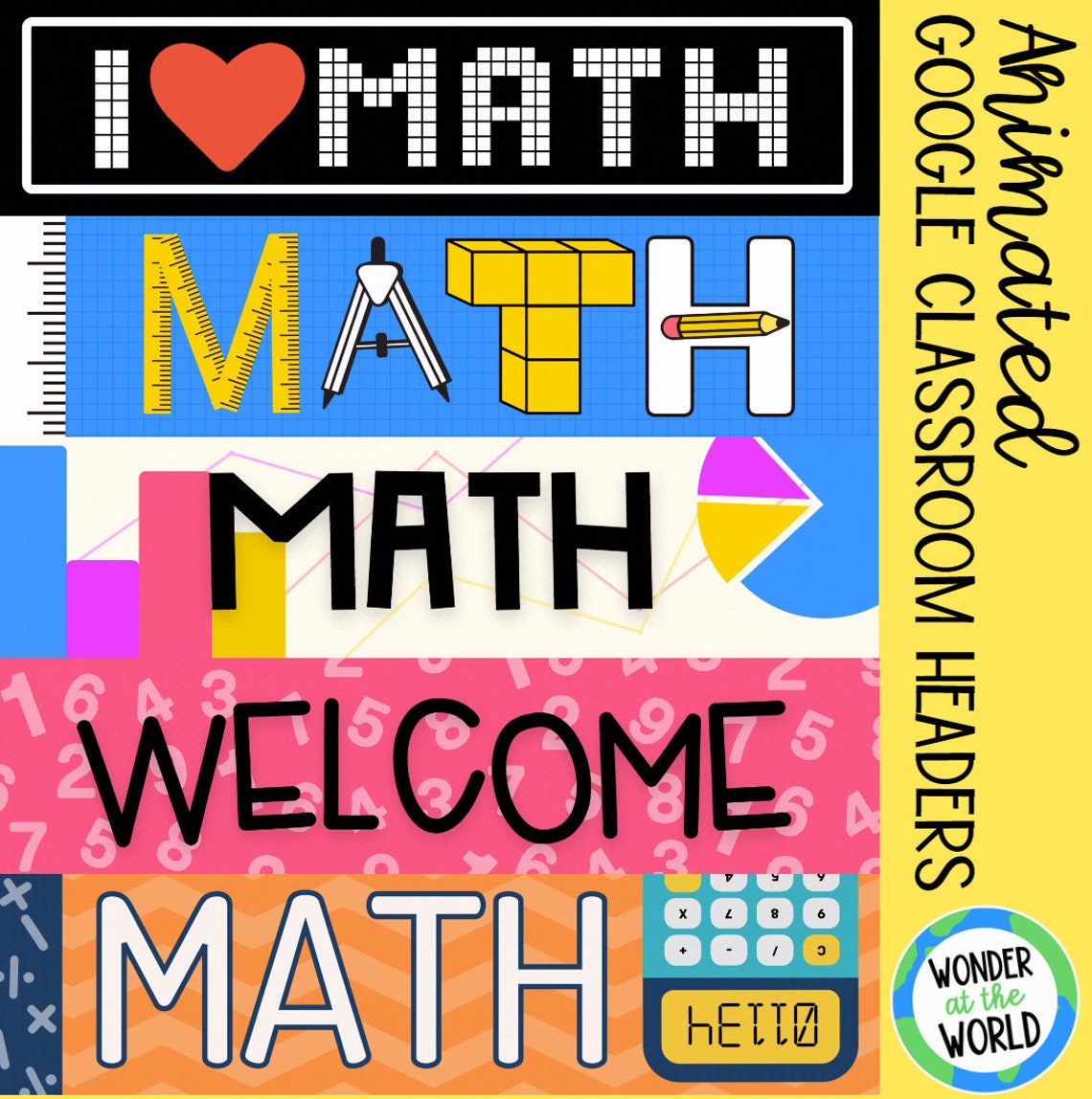 Math Animated Google Classroom Headers Banners for Math Teachers ...