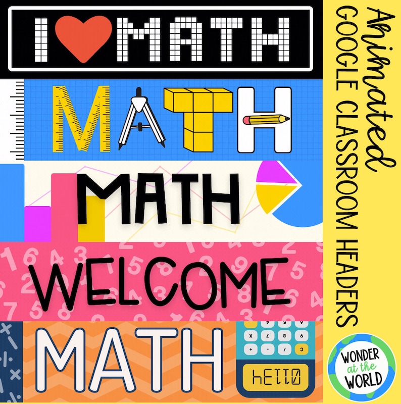 Math Animated Google Classroom Headers Banners for Math Teachers ...