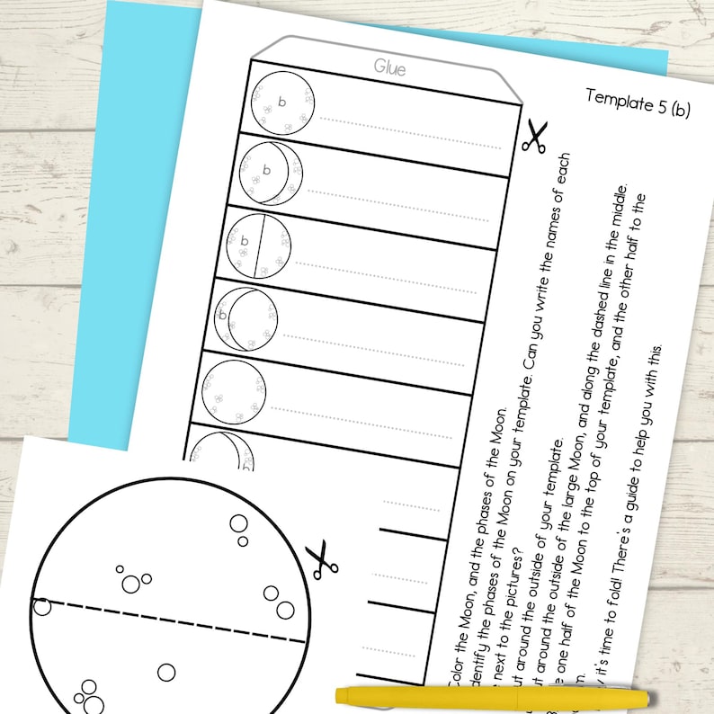 Phases of the Moon Foldout Kids' Science Craft | A4 and 11x8.5 Inch ...