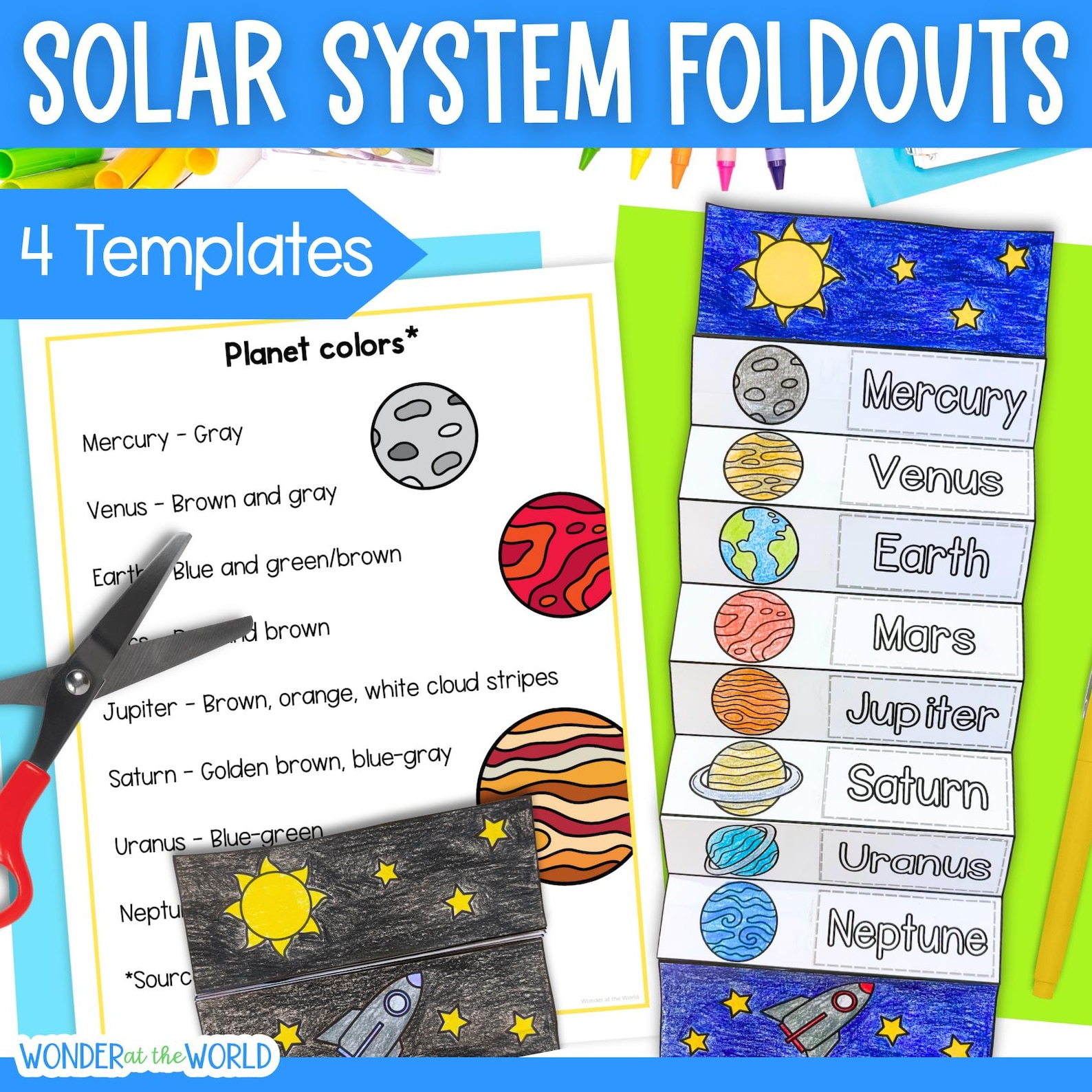 Solar System Planets Space Foldout Kids' Craft | A4 and 11x8.5 Inch ...