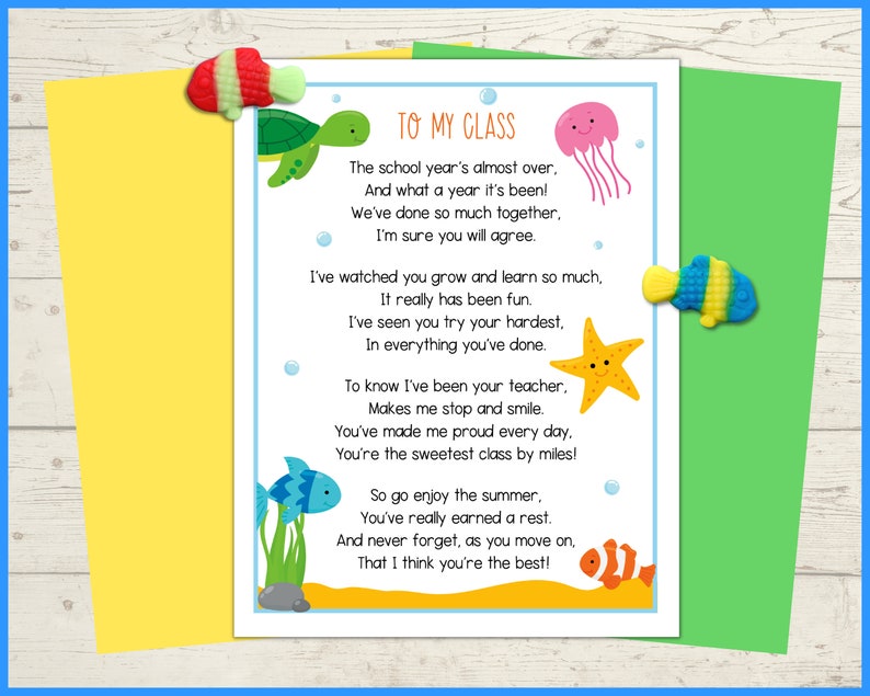 End of School Year Poem Letter From Teacher to Students Pupils - Etsy