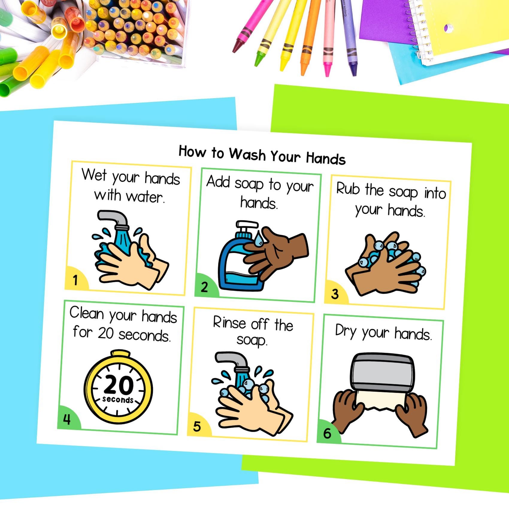 How to Wash Your Hands Sequence and Fold Activity, Personal Hygiene for ...
