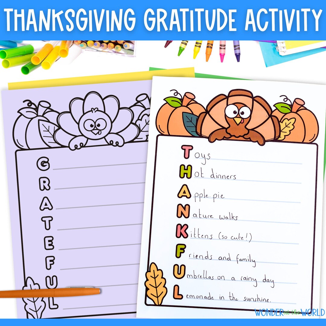 Thanksgiving Gratitude November Writing Activity for Kids With Turkey ...