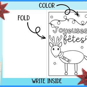 6 French Christmas Card Designs to Print and Color | A4 and 11 X 8.5 ...