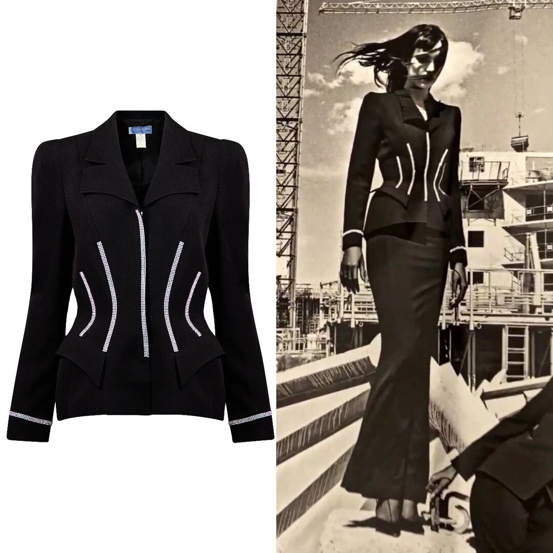 THIERRY MUGLER F/W 1998 Runway Jacket With Corset-line Rhinestones ...