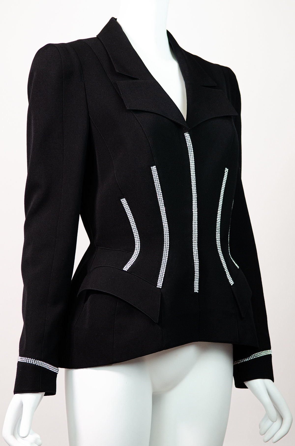 THIERRY MUGLER F/W 1998 Runway Jacket With Corset-line Rhinestones ...