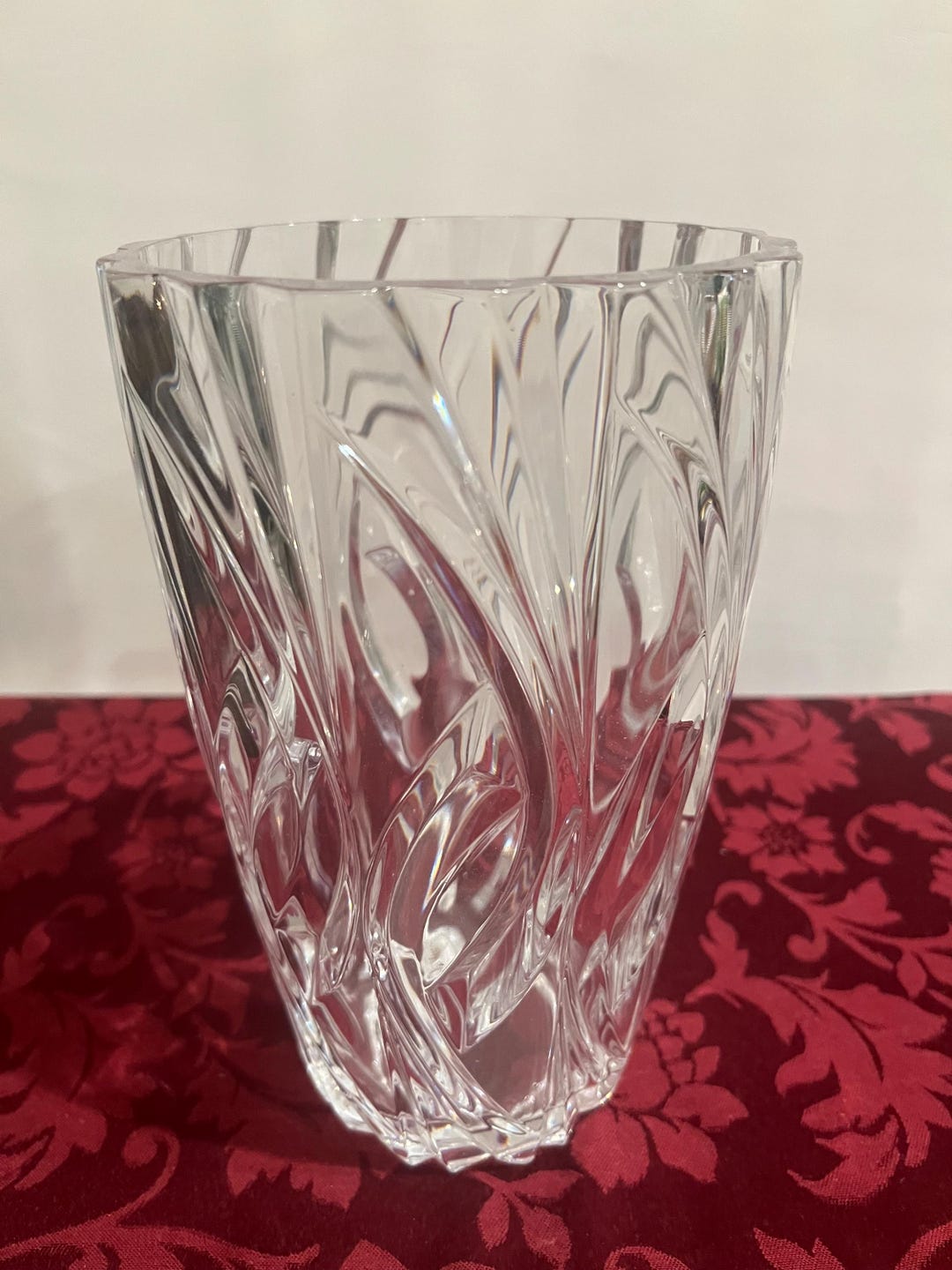 Vintage! Beautiful Crystal Clear Lead Glass Vase. Swirl Pattern. Very ...