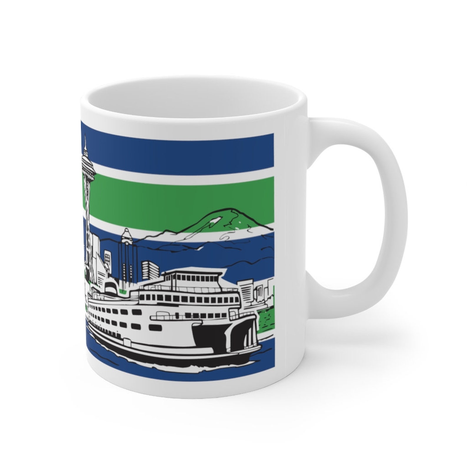 Seattle Mug Ferry Rainier Space Needle Skyline Coffee Mug - Etsy