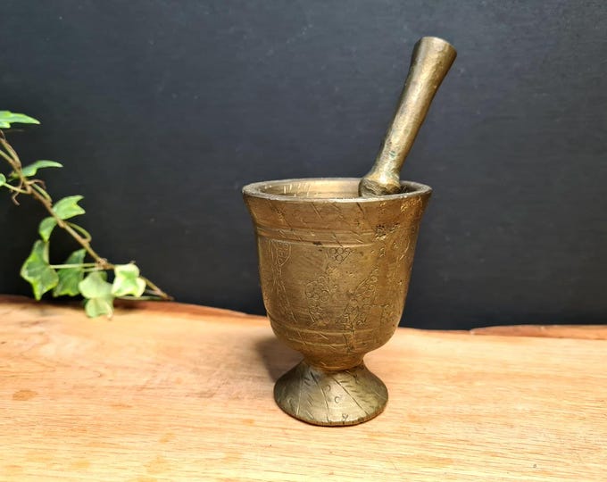 Solid Brass Mortar With Pestle Kitchen Mortar Spice Mortar Pharmacy ...