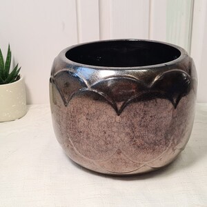 GS Keramik Gebrüder Spang Brutalist Planter 525/18 Brown Metallic ...