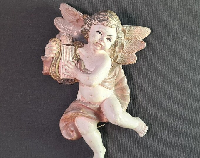 Vintage Italian Cherub With Harp Angel Putti Figure Harp Playful Hand ...