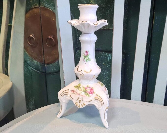 Lindner Candlestick Rose Decor Gold Decor Dresden Decor Hand Painted ...
