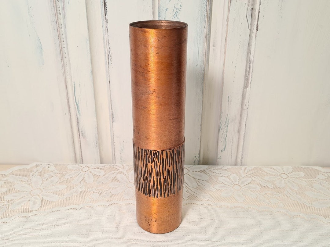Solid Copper Vase 850g H-23 Cm Vintage Mid Century Brutalist 1960s ...