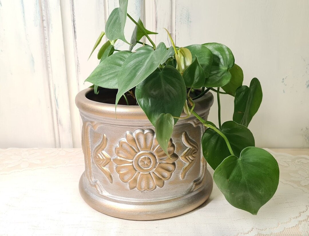 GS Ceramic Gebrüder Spang Planter 521/18 Gold Silver Mid Century 60s ...