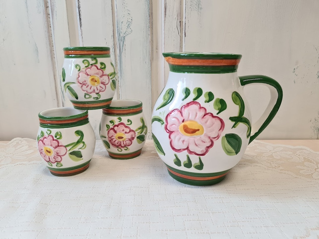 4er Set Claudio Bernini Italienische Keramik Krug + 3 Becher - Etsy.de
