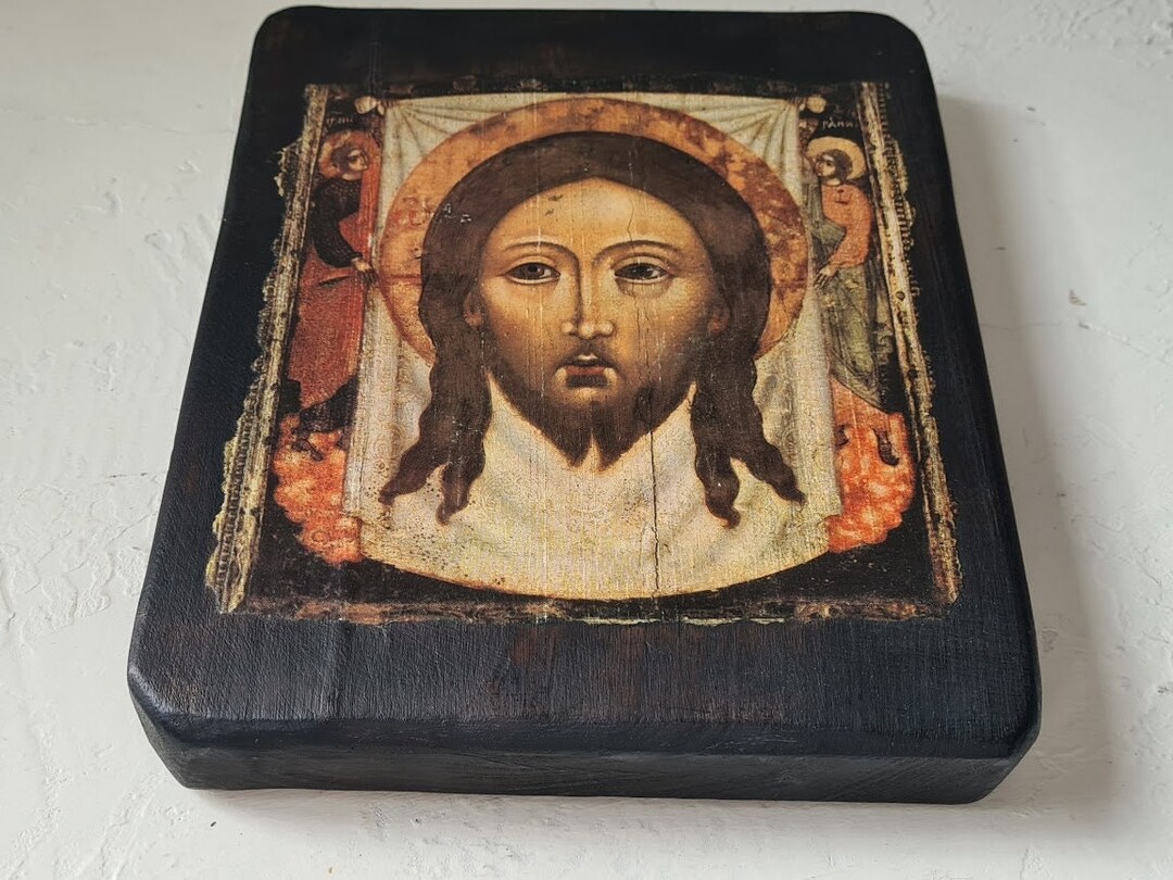 Old Picture on Wood Jesus Christ 18 X 22 Cm Religious Gift Print Icon ...