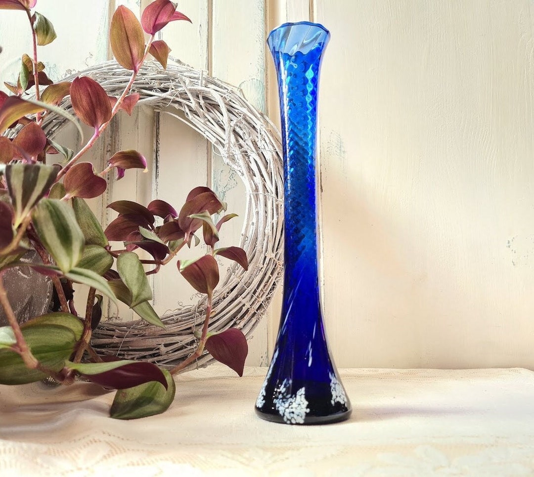 Vintage Solifleur Vase Blue Glass Orchid Vase Rose Vase Single Flower ...
