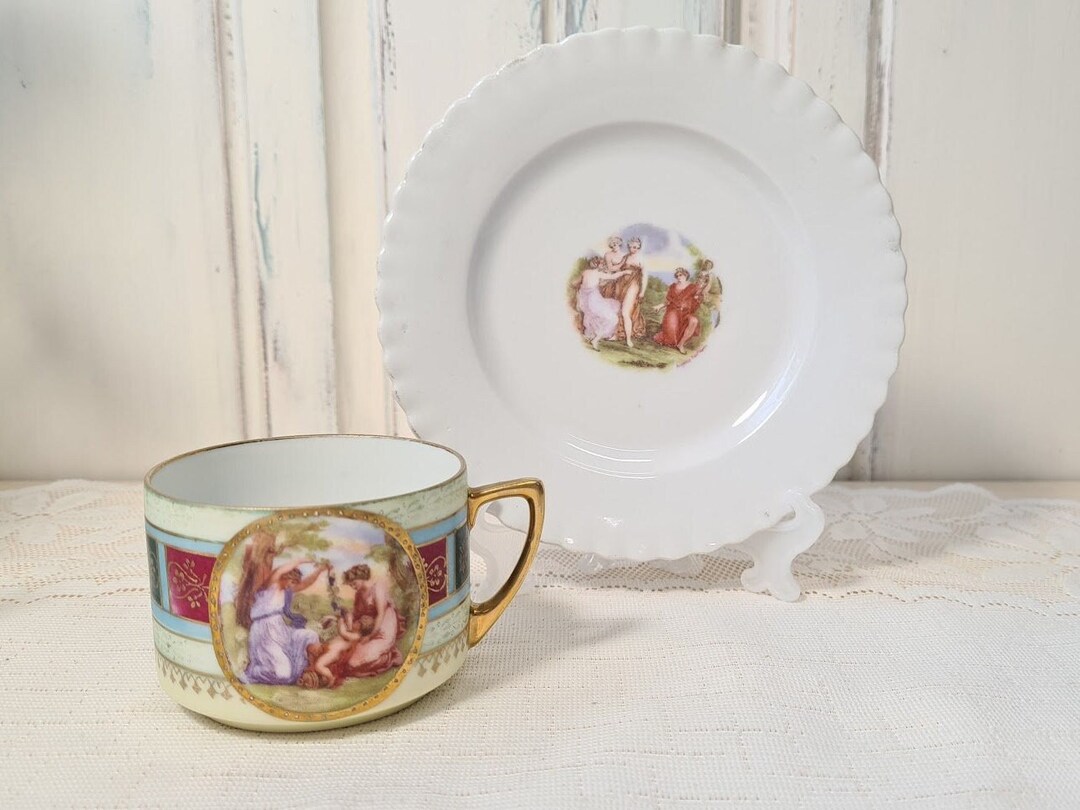 FSK Czechoslovakia Friedrich Simon Bohemian Teacup With Saucer Gold ...