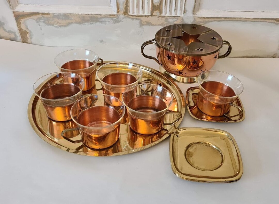 Mid Century SCHOTT MAINZ JENA Glass Tea Service Set Serving Plate 6 Tea ...