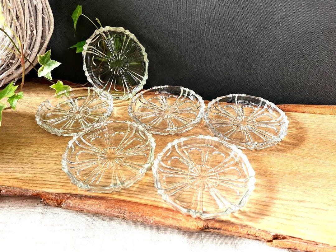 Set of 6 Lead Crystal 24% Pbo Coasters Wine Glass Coasters Glass ...
