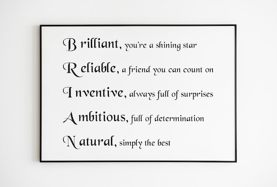 Brian Acrostic Name Poem Baby Shower Home Decor Wall Art - Etsy Australia