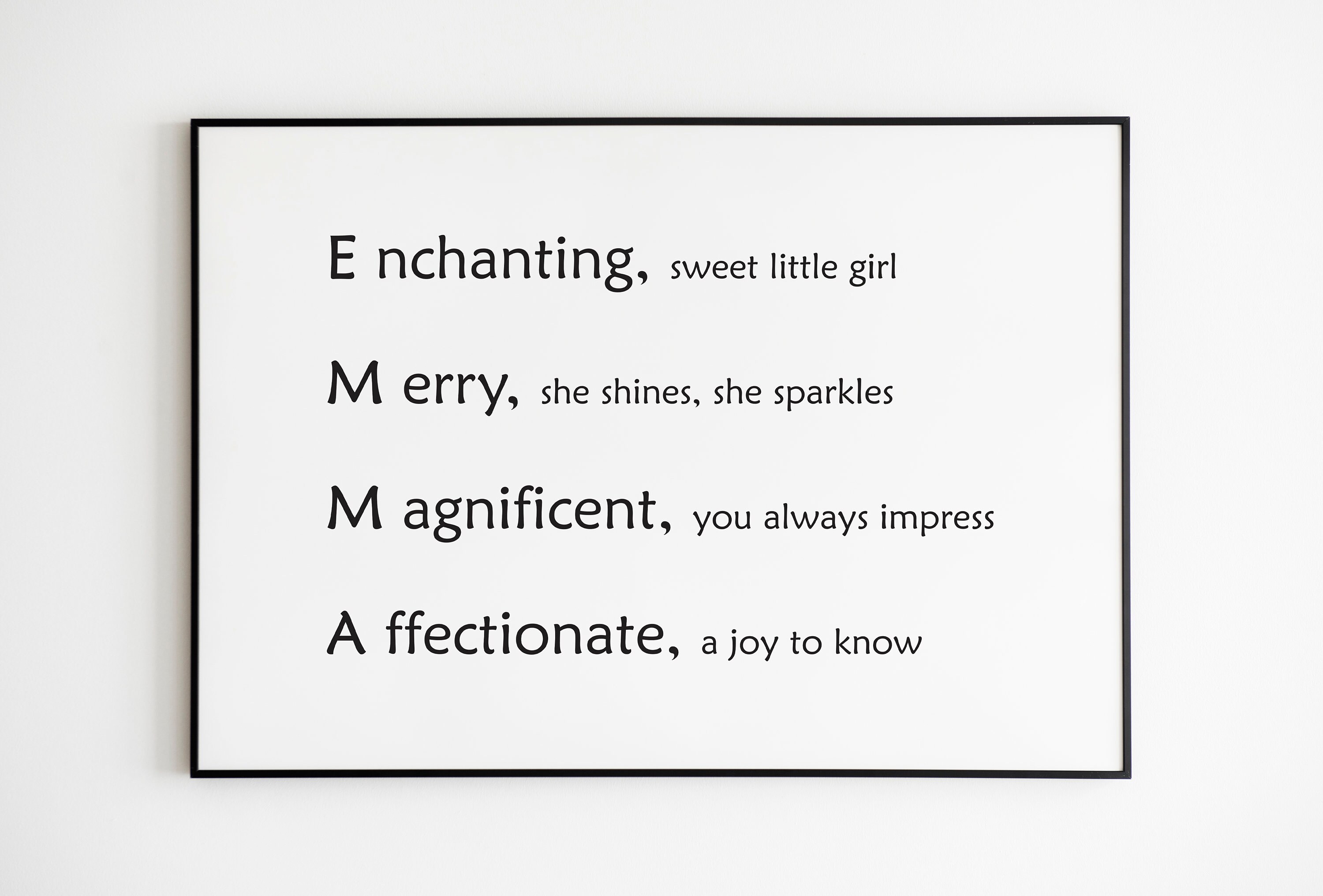 Emma, Acrostic Name Poem, Nursery Decor, Baby Shower, Typography ...