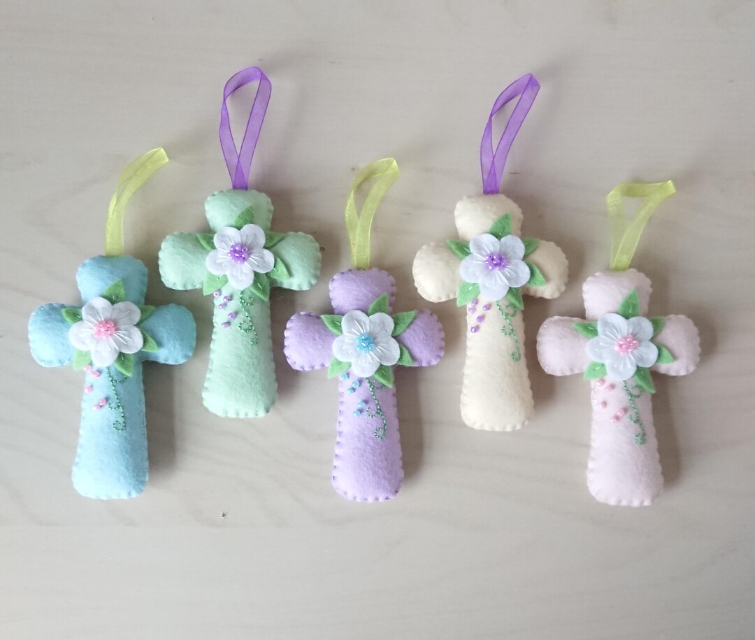 Handmade Wool Felt Floral Cross: Embroidered Easter Decoration - Etsy