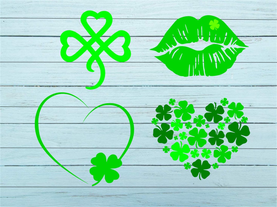 St Patricks Day SVG, Shamrock SVG, Lips Svg, Shamrock Heart Svg ...