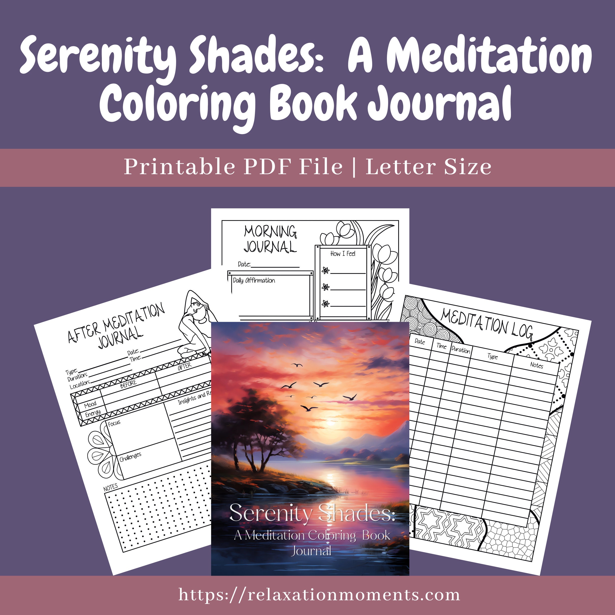 Serenity Shades: A Meditation Coloring Book Journal, Meditation ...