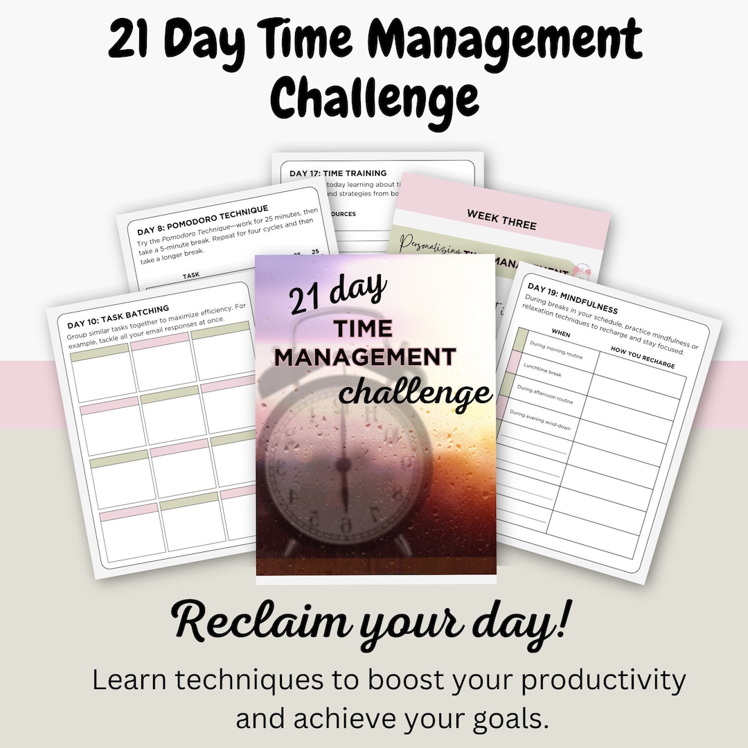 21-day Time Mangement Challenge | Printable Planner | Pomodoro ...