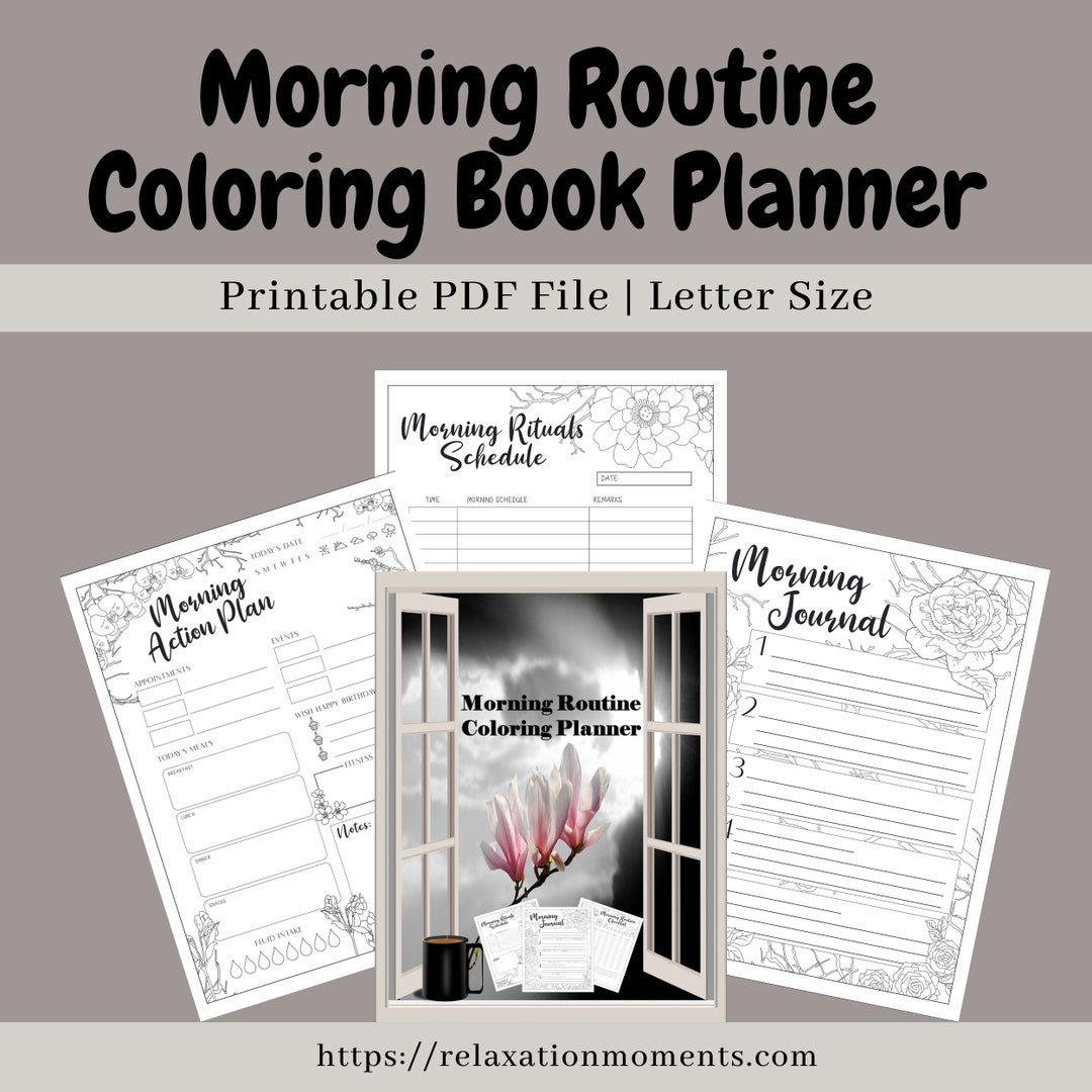 Morning Routine Coloring Planner - Etsy