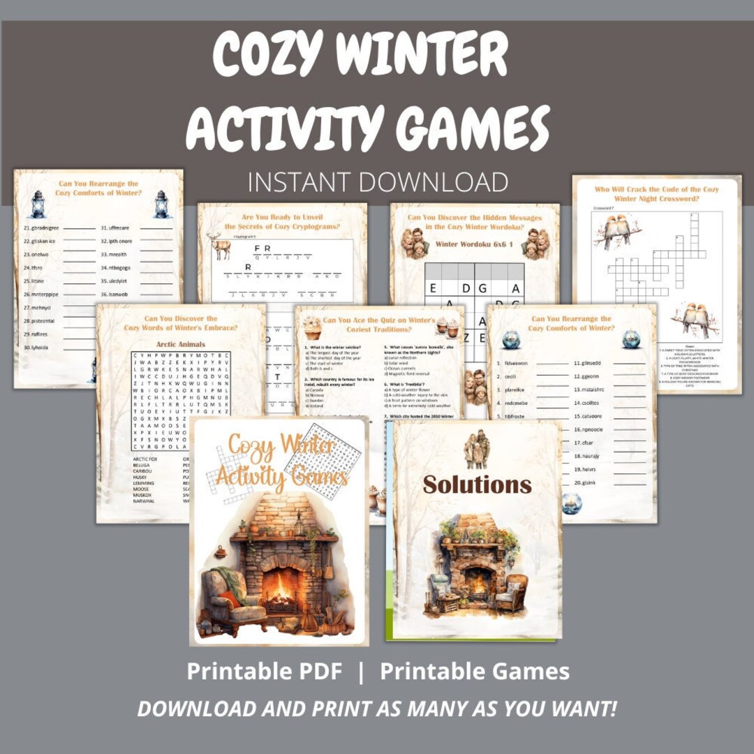 Winter Activity Games | Winter Printable Games | Adult Games | Winter ...