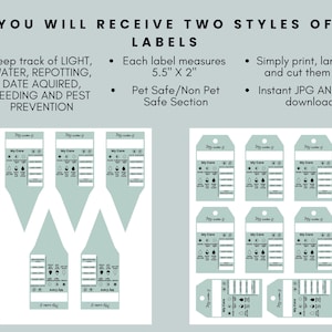 Printable Plant Care Tags Instant Download for Houseplants Propagation ...