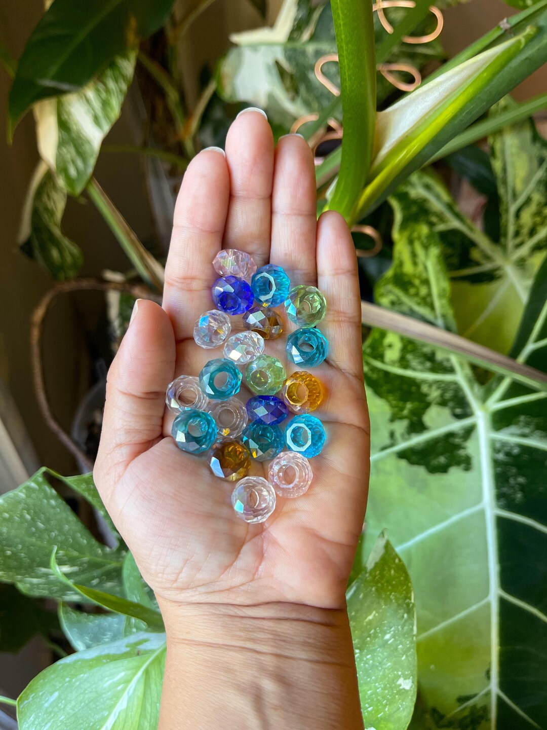 Crystal Plant Gems, Plant Charms, Plant Beads, Crystal Suncatcher Heart ...
