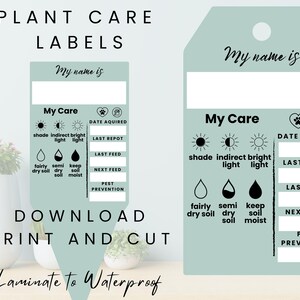 Printable Plant Care Tags Instant Download for Houseplants Propagation ...