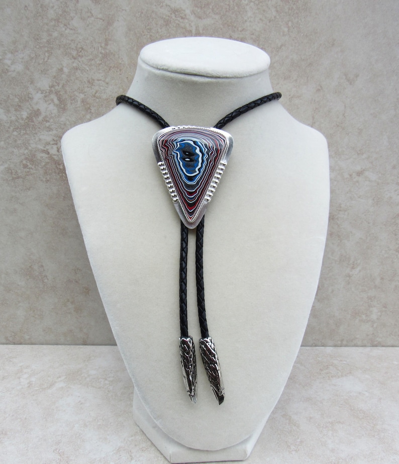 Fordite Bolo Tie - Sterling Silver - Motor City Agate Jewelry - Etsy