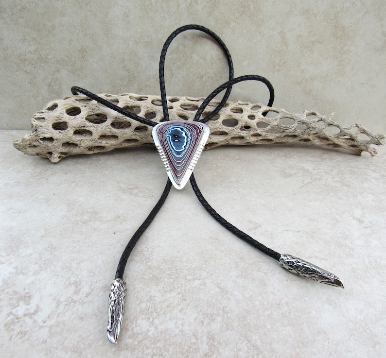 Fordite Bolo Tie - Sterling Silver - Motor City Agate Jewelry - Etsy