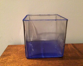 Square Blue Vase - Etsy