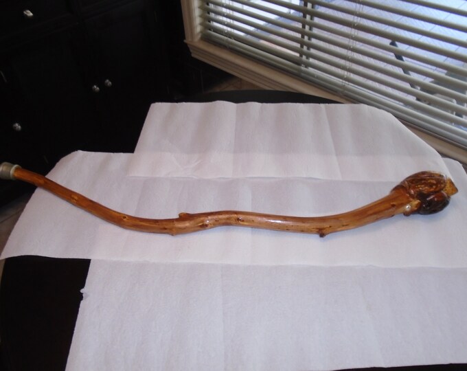 Walking Stick Cane Root Ball Knob Rustic Tree Burl Hardwood Folk Art ...