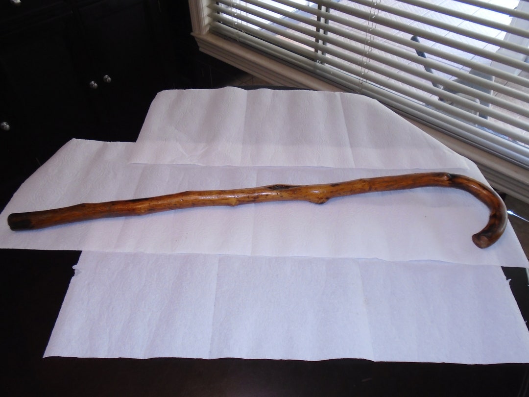 Vintage Handmade Wood Cane Curved Handle 33 1/4 - Etsy
