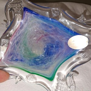 Vintage Murano Blown Glass Dish Pastel Blue Green Pink Clear Italy ...