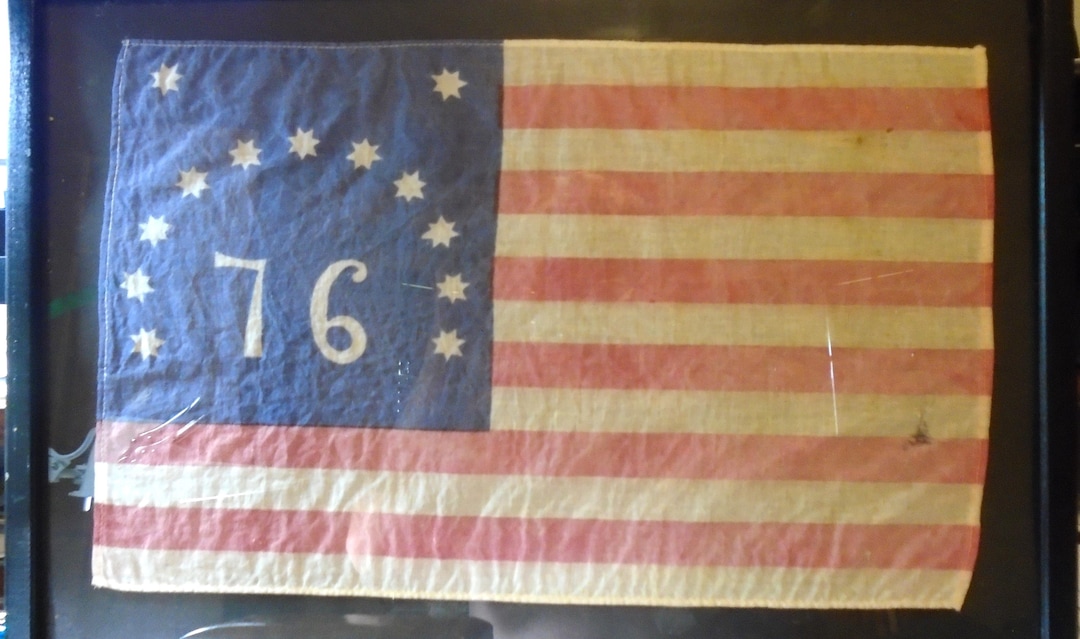 Vintage 76 Bennington American Flag Framed RARE 13 Stars American ...