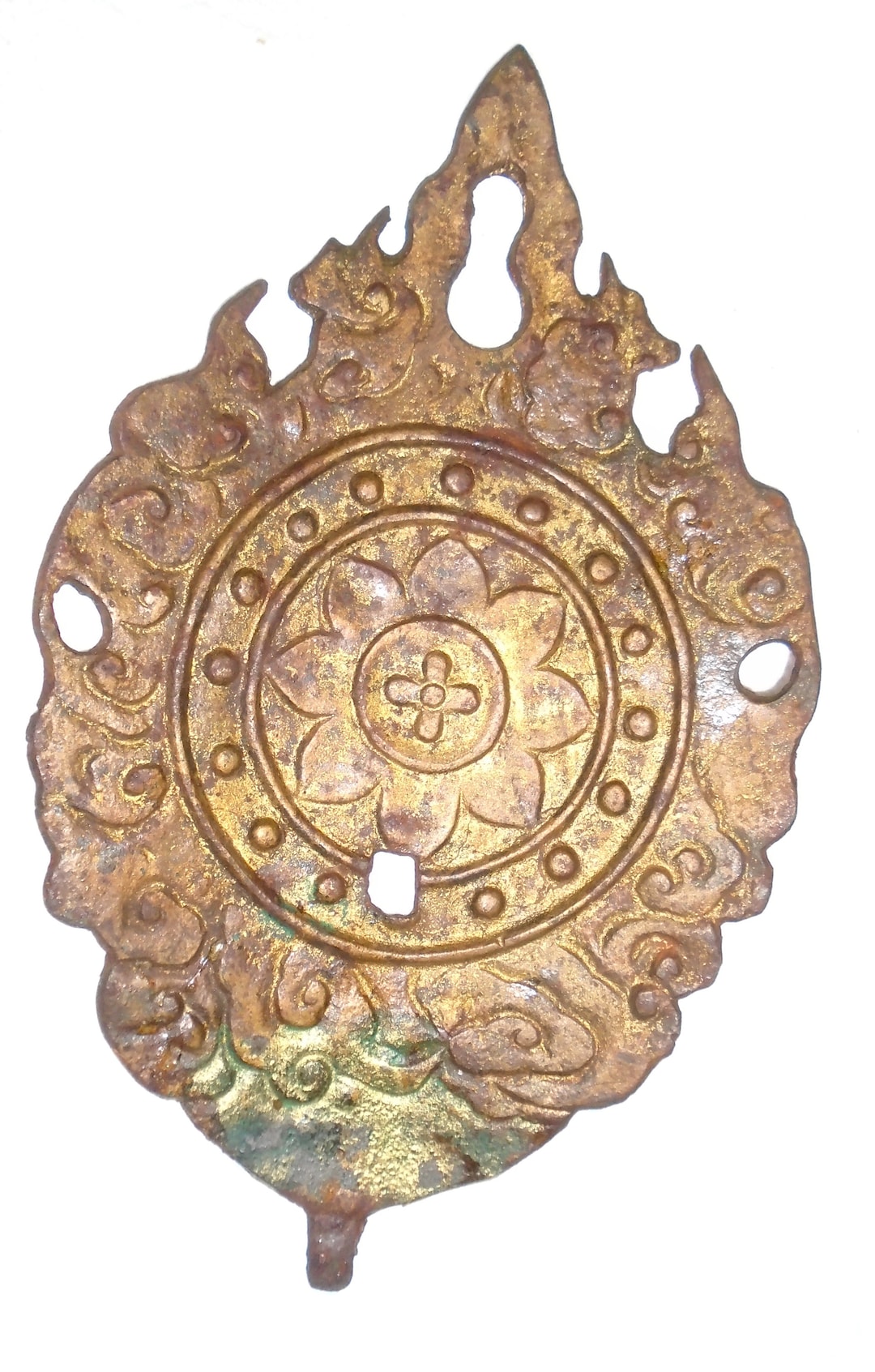 Antique Asian Iron Art Collectible Plate Wall Hanging ? 9 3/4" X 6 ...