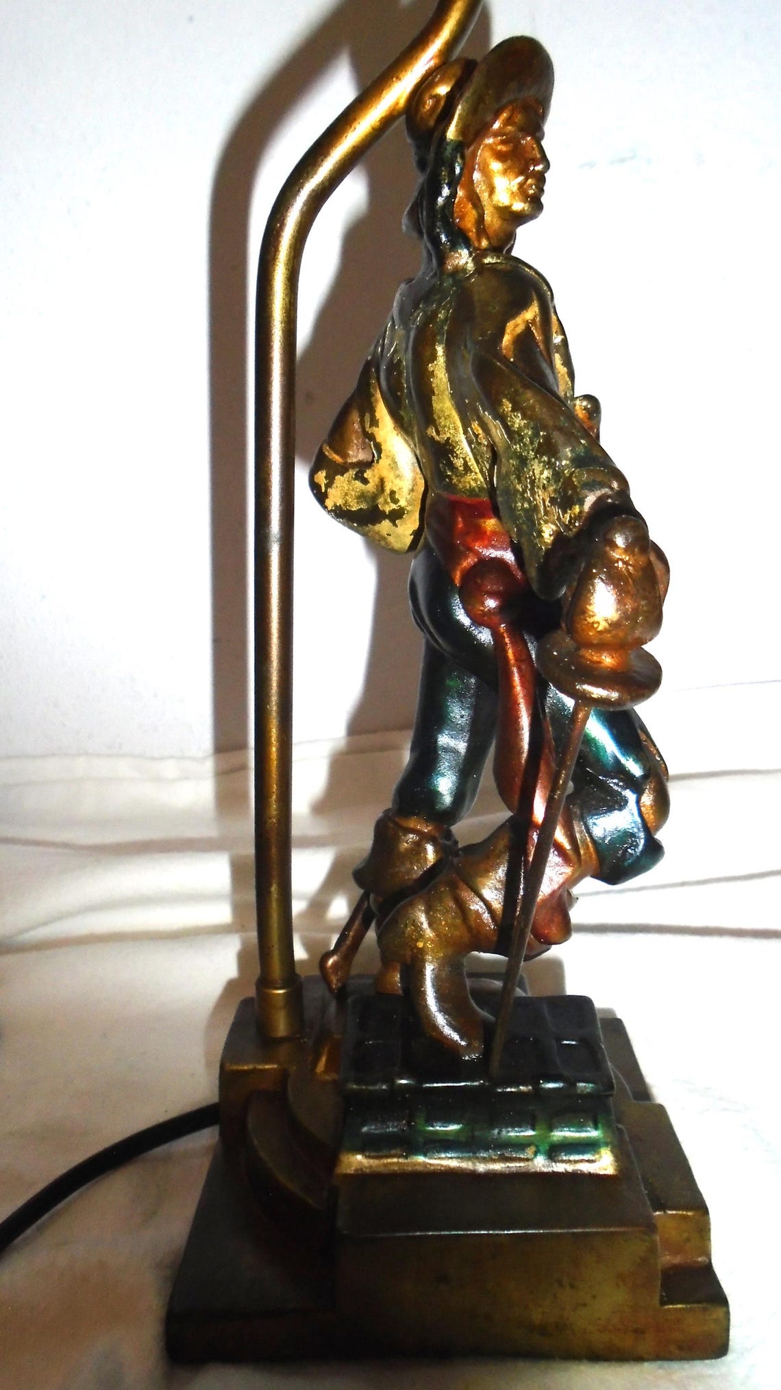 Antique Bronze Lamp Figure Swashbuckler Musketeer C 1928 Armor Bronze ...