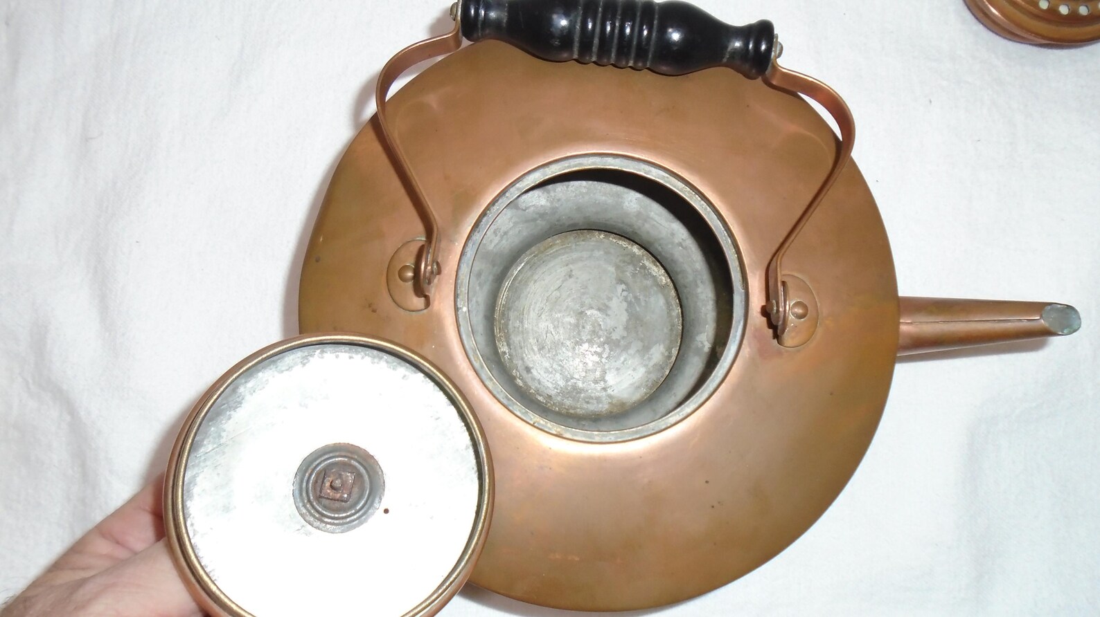 Antique Copper Teapot 1892 W Burner Warmer Wood Handle S & S Co - Etsy